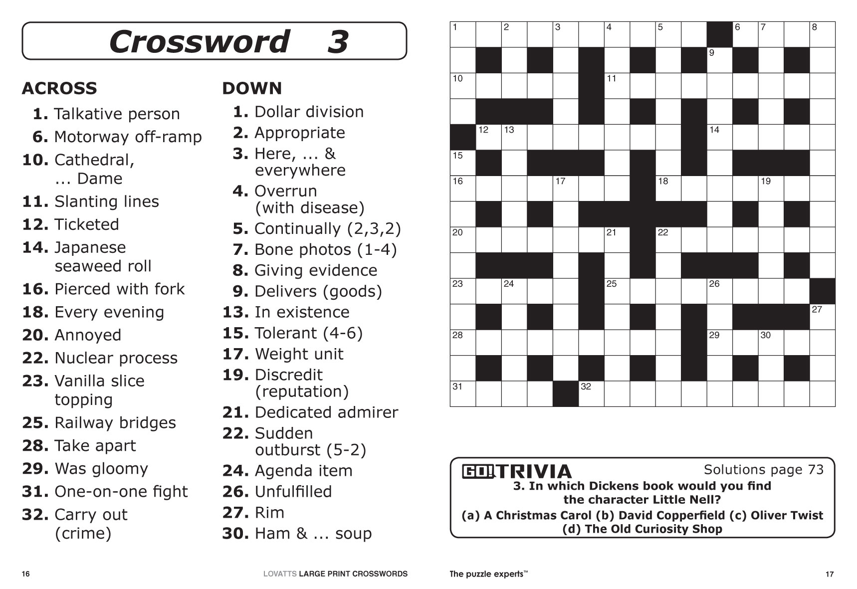 Large Print Crosswords Magazine Lovatts Crossword Puzzles Games Trivia